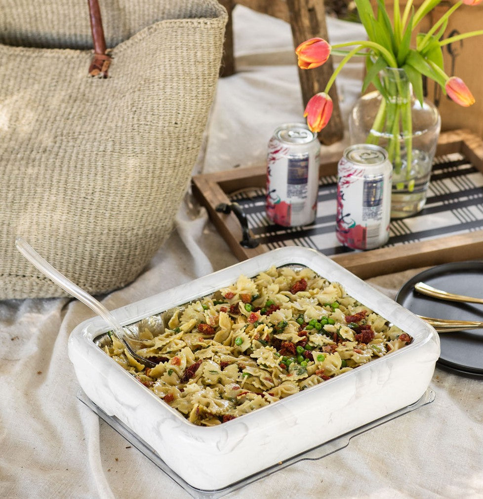 Classic White and Grey Marble Aluminum Foil Pan Container - FANCY PANZ™