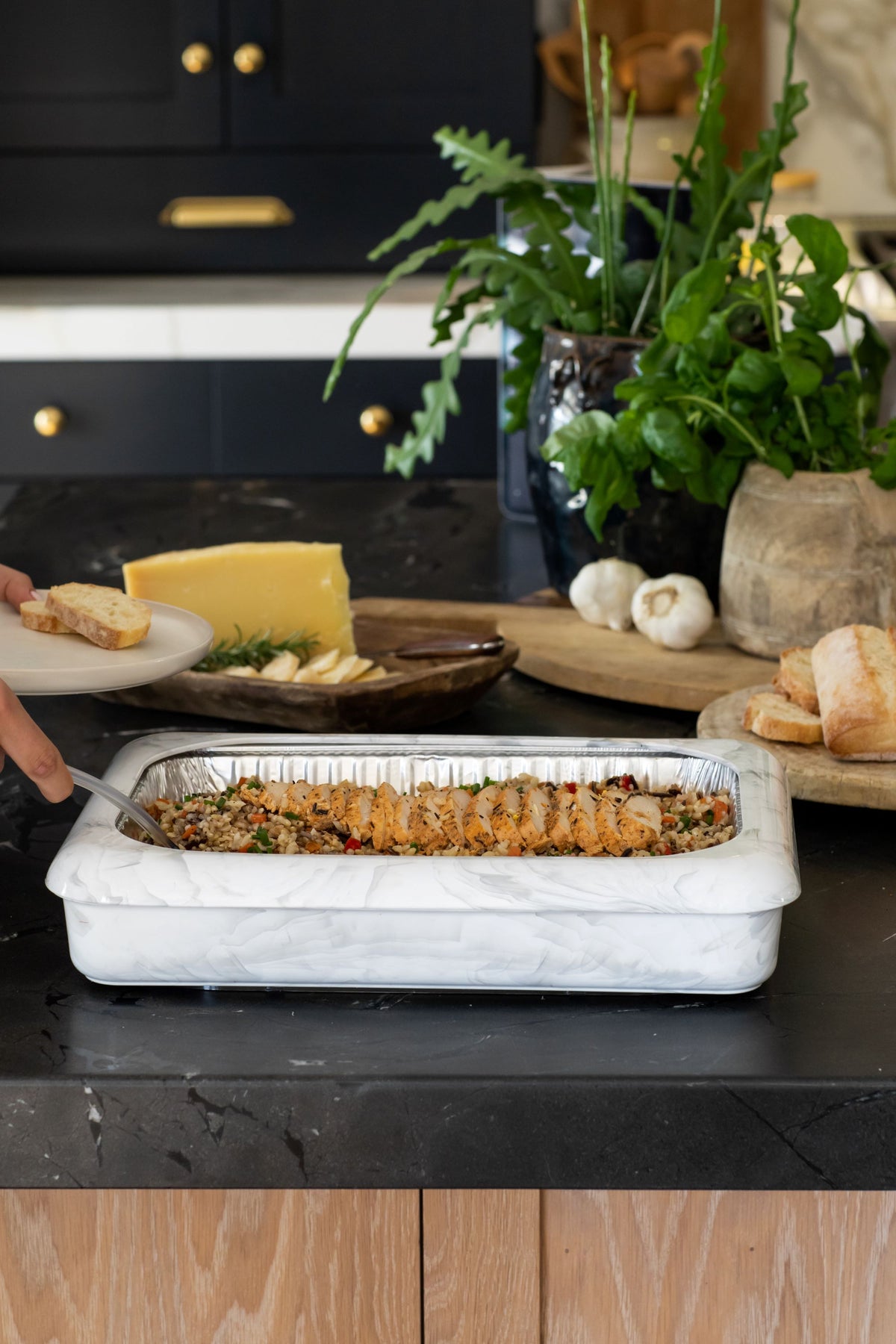 9x13 White and Grey Marble Cake Foil Pan - FANCY PANZ™