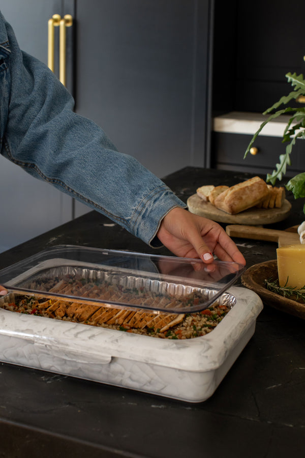 9x13 White and Grey Marble Cake Foil Pan - FANCY PANZ™